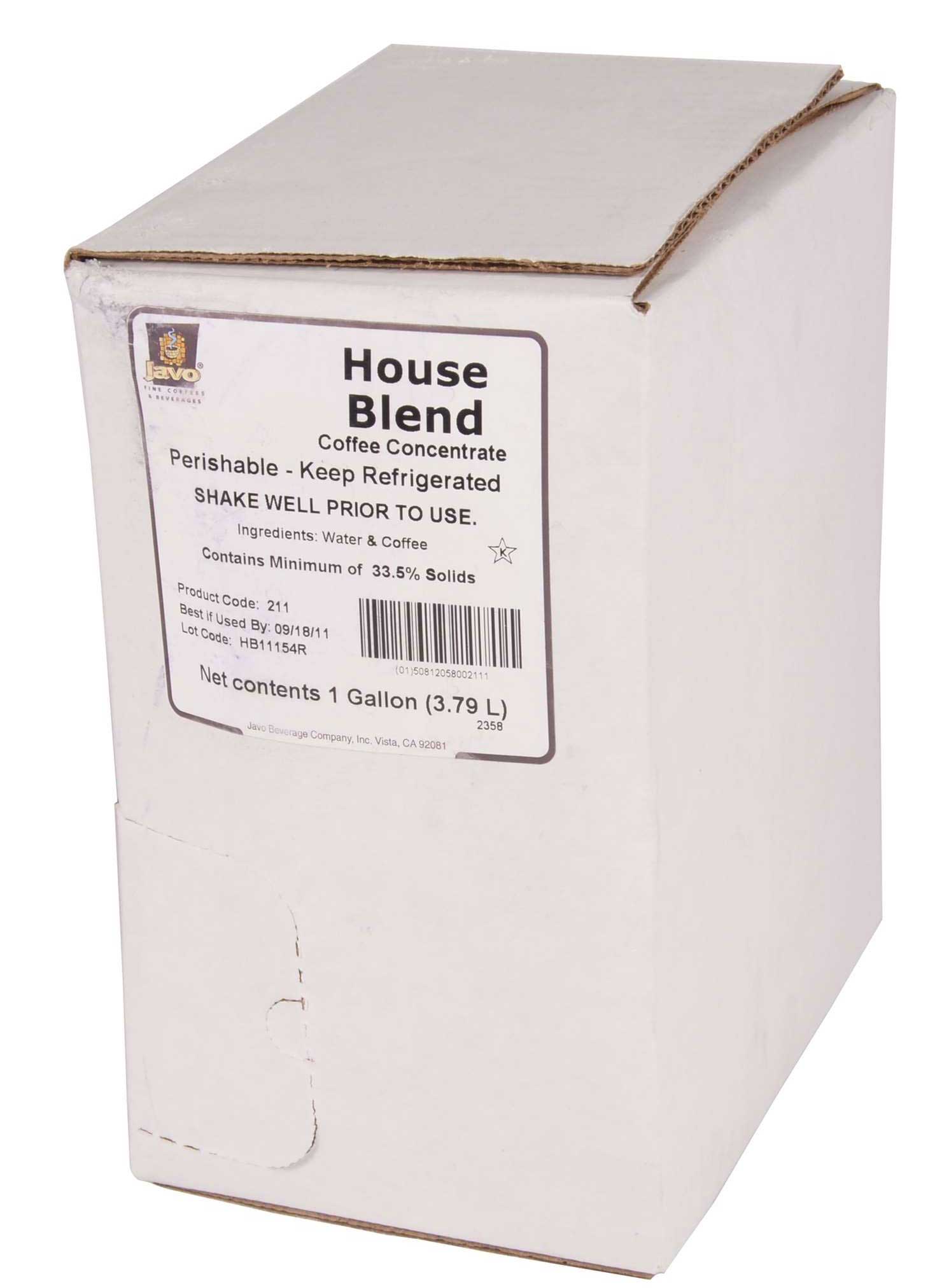 Javo Beverage House Blend Coffee Concentrate - Bag in Box, 1 Gallon