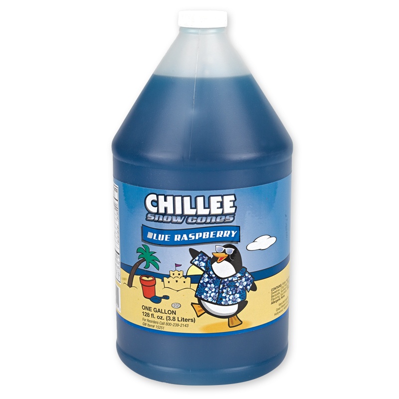 Chillee Snow Cone Blue Raspberry Syrup, 1 Gallon -- 4 per case.