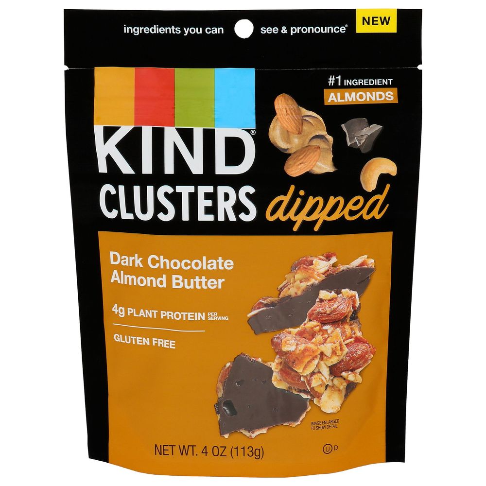KIND Dark Chocolate Almond Butter Dipped Clusters, 4 Ounce -- 8 per case