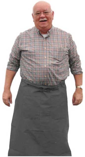 Intedge Grey Poly/Cotton Bistro Apron with 2 Pockets, 38 inch Long x 34 ...