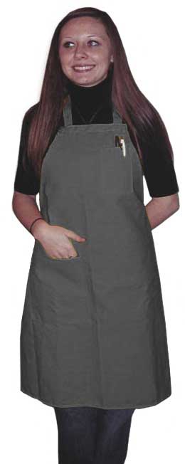 Intedge Grey Poly/Cotton 1 Hip Pocket Deluxe Bib Apron with 1 Pen ...