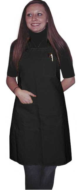 Intedge Black Poly/Cotton 1 Hip Pocket Deluxe Bib Apron with 1 Pen ...
