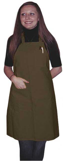 Intedge Brown Poly/Cotton 1 Hip Pocket Deluxe Bib Apron with 1 Pen ...