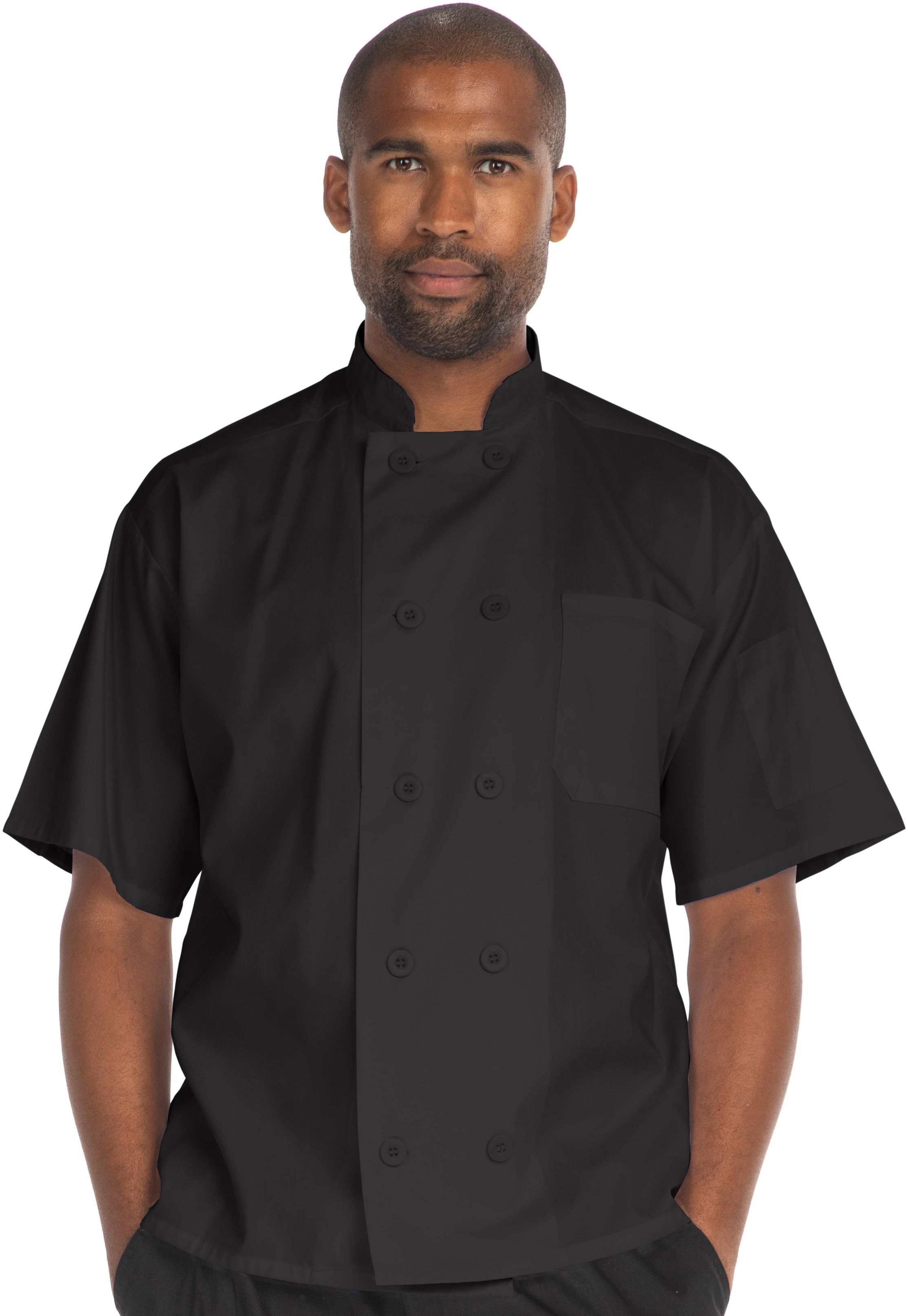 Hey Chef Black 4X 10 Button Short Sleeve Coat