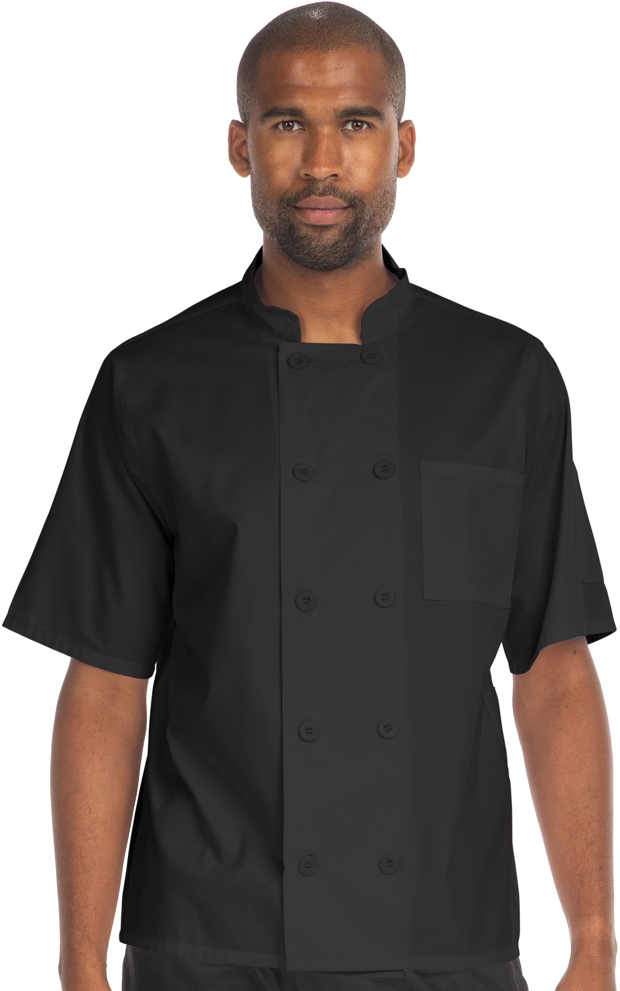 Hey Chef Black 2X 10 Button Short Sleeve Mesh Coat