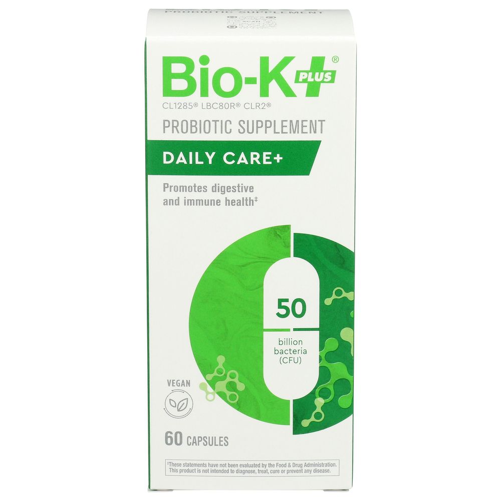 Bio-K Plus Daily Care Plus 50 CFU Probiotic Supplement Capsules, 60 ...