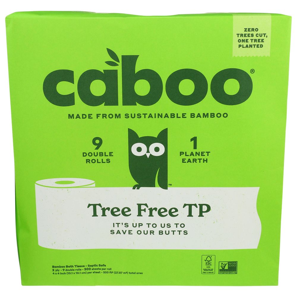 Caboo Bamboo Double Roll Bath Tissue, 9 count -- 6 per case