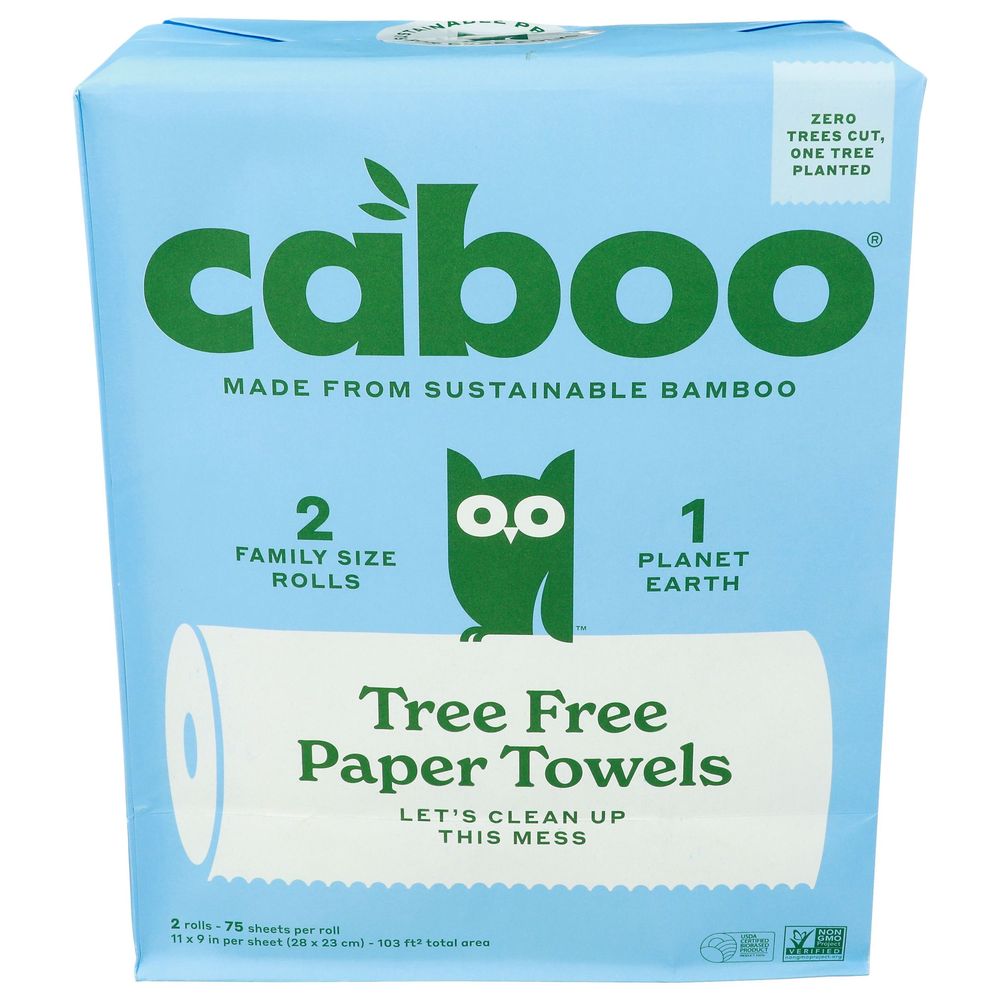 Caboo Tree Free Paper Towel Roll, 2 count -- 12 rolls per case