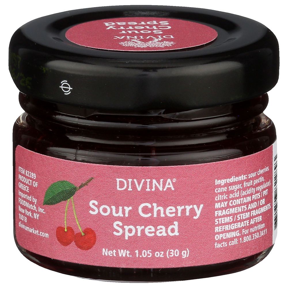 Divina Sour Cherry Spread, 1.05 Ounce Mini Jar -- 48 per case