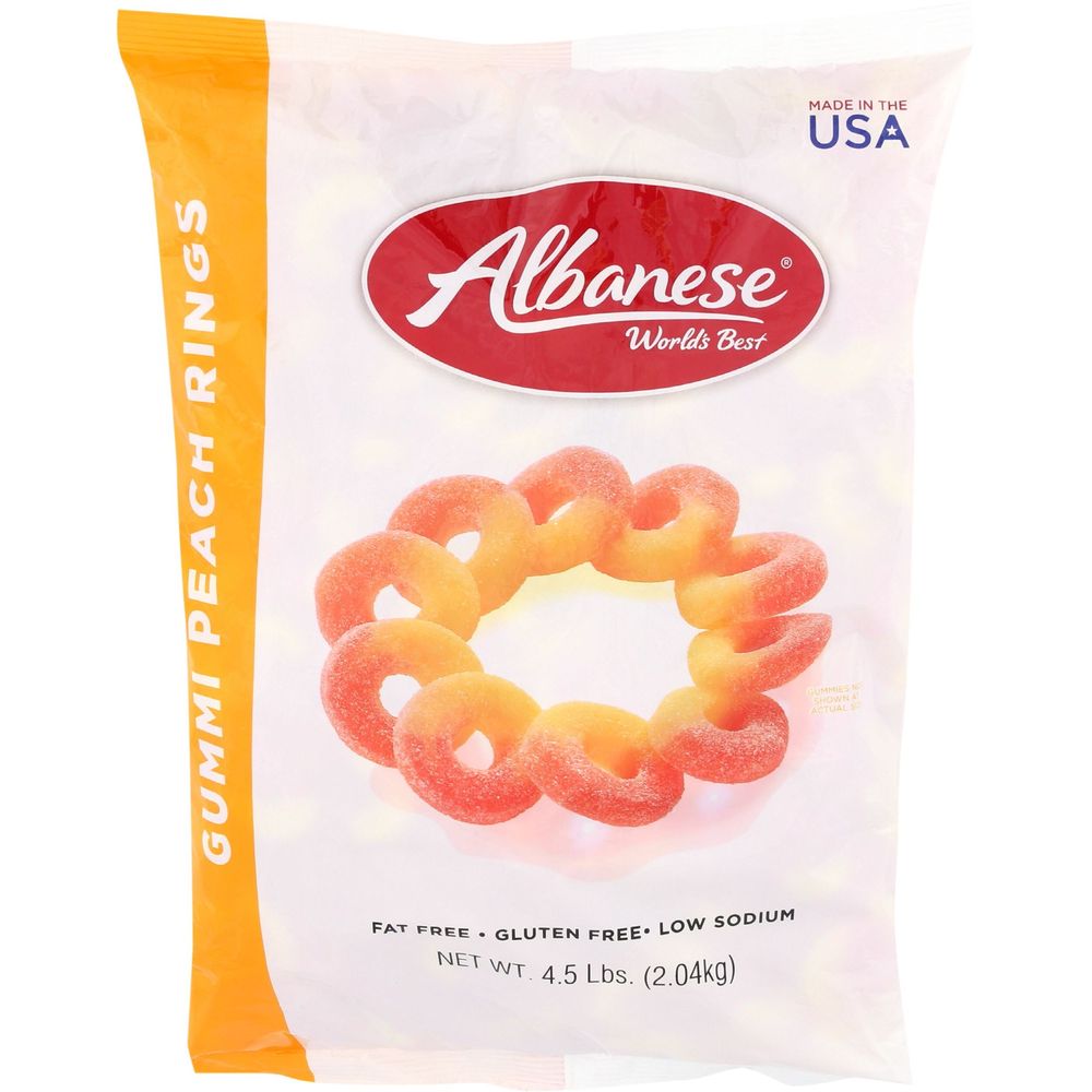 Albanese Gummi Peach Rings, 18 Pound
