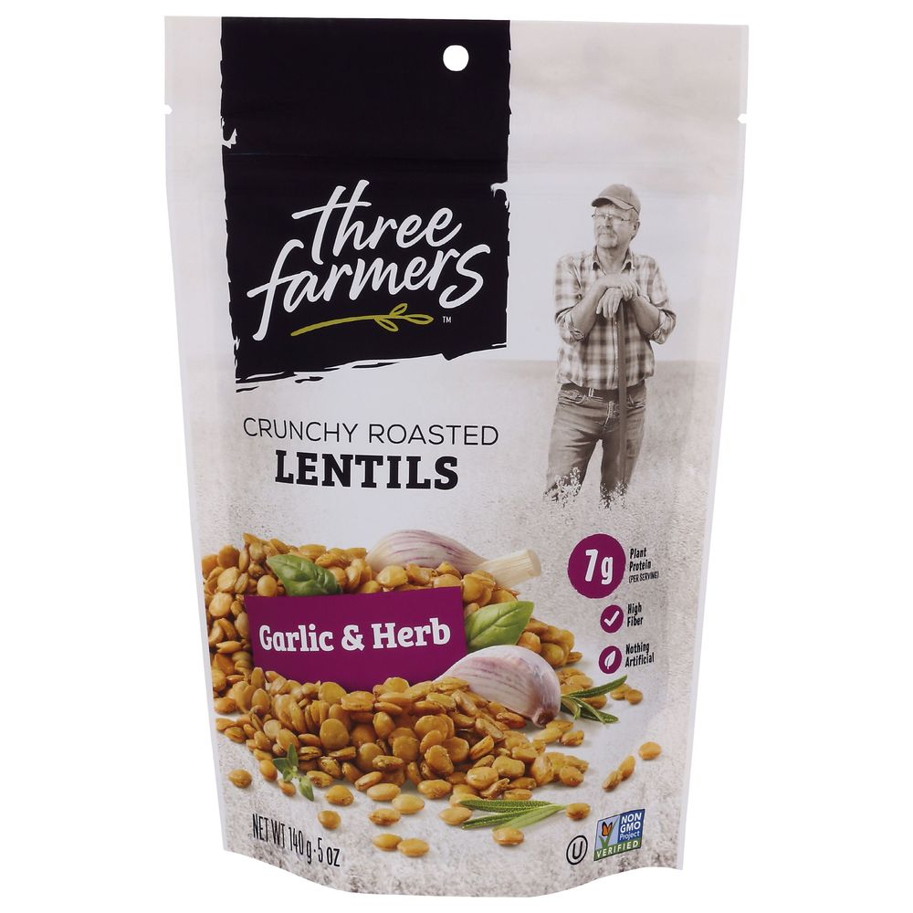 Three Farmers Garlic and Herb Roasted Lentils, 140 Gram -- 6 per case