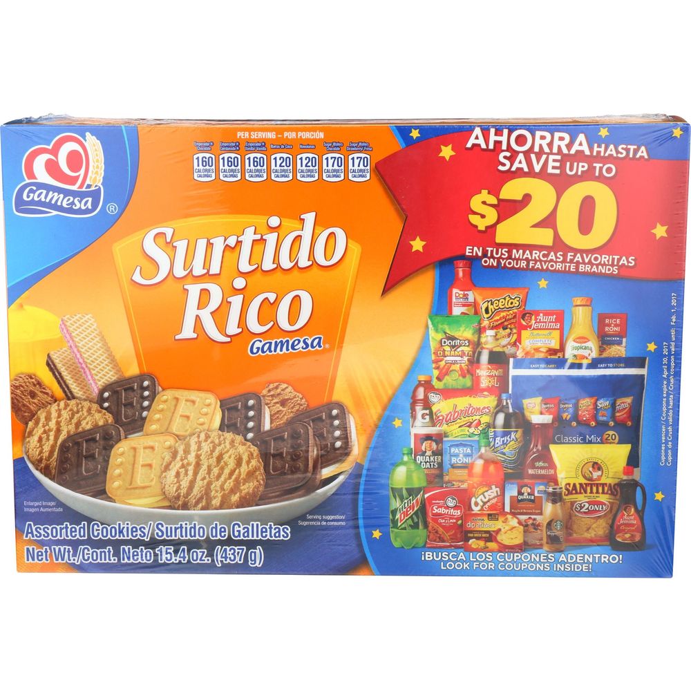 Gamesa Surtido Rico Assorted Cookies, 15.4 Ounce -- 12 per case