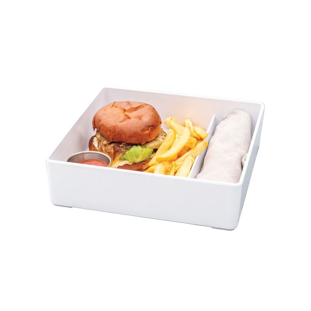 Cal-Mil White Melamine Bento Box, 10 inch Width x 10 inch Depth x 2.75 ...