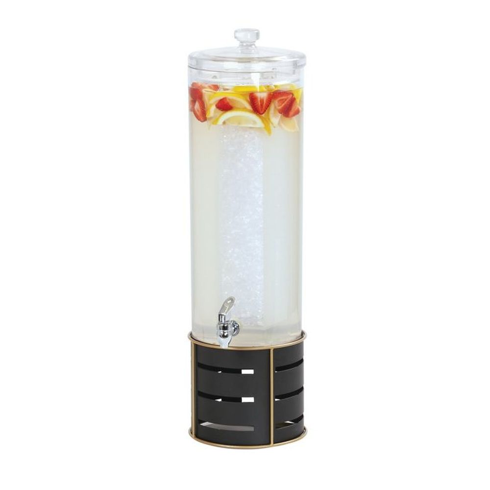 Cal-Mil Empire 3 Gallon Black Round Beverage Dispenser with Ice Chamber ...