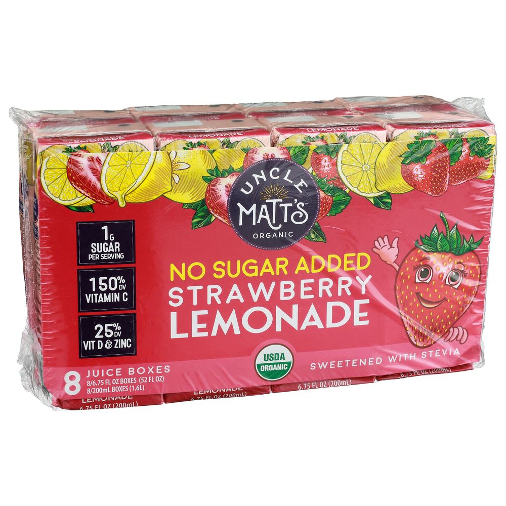 Unclematts Organic No Sugar Added Strawberry Lemonade Juice ...