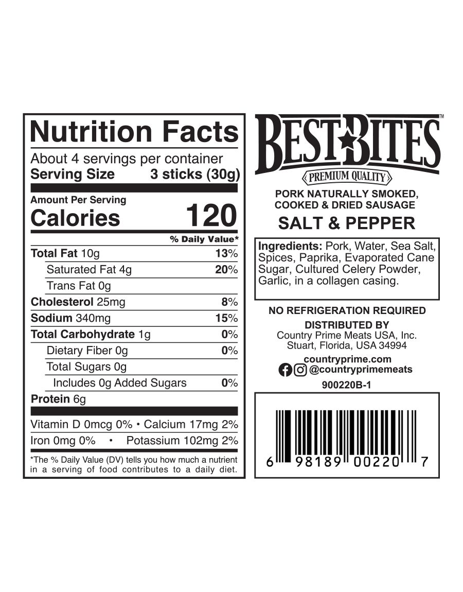 Country Prime Meats Salt and Pepper Best Bites, 4.4 Ounce -- 16 per case