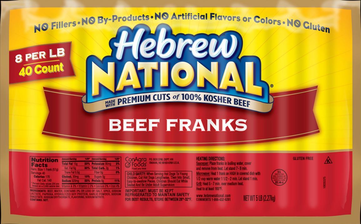 Hebrew National Beef Frank Case | FoodServiceDirect
