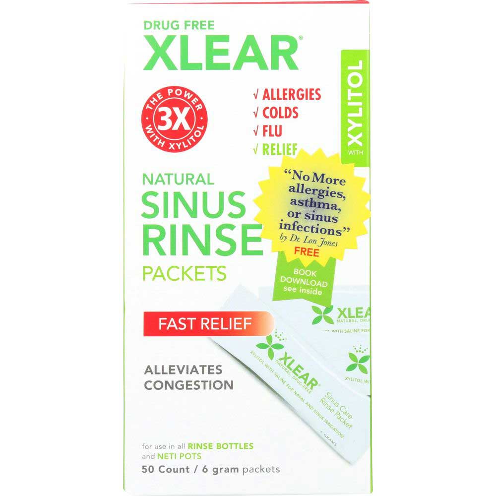 Xlear Natural 3x The Power Fast Relief Sinus Rinse Packets - 50 count ...