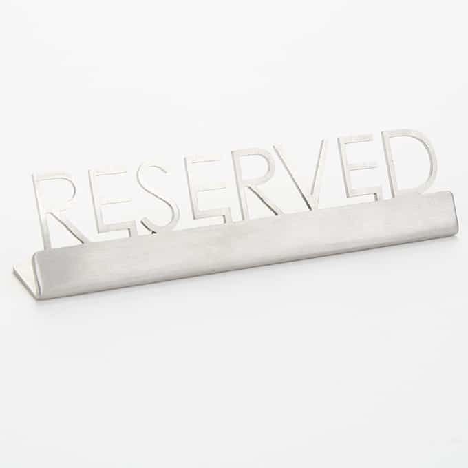 American Metalcraft Stainless Steel Laser Cut Reserved Sign, 5 x 3/4 x ...