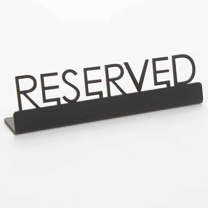 American Metalcraft Laser Cut Black Reserved Sign, 5 x 3/4 x 1 1/4 inch ...