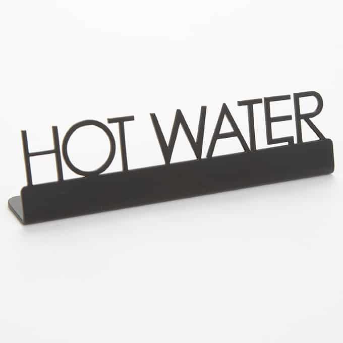 American Metalcraft Black Stainless Steel Laser Cut Hot Water Sign, 5 x ...