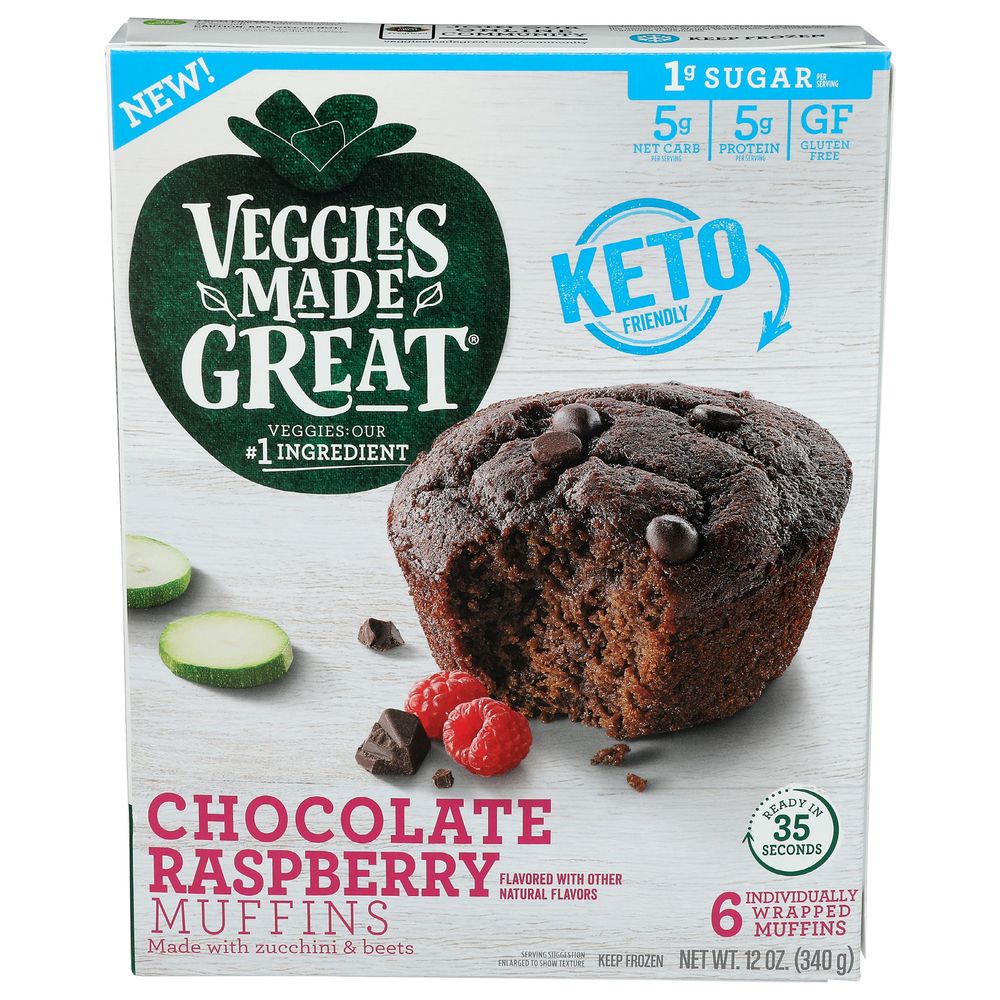 Veggies Made Great Chocolate Raspberry Muffin, 12 Ounce -- 8 per case