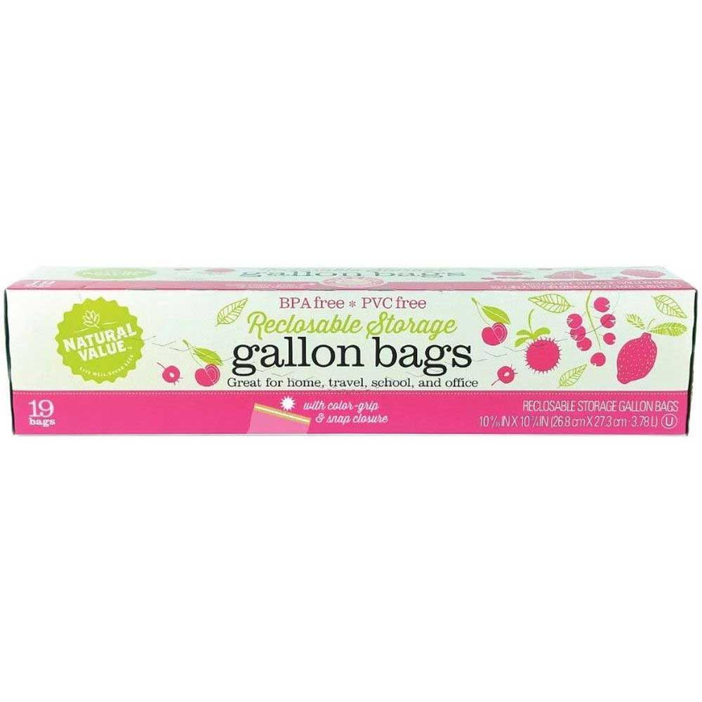 Natural Value Reclosable Storage Gallon Bags - 19 count per pack -- 12 ...