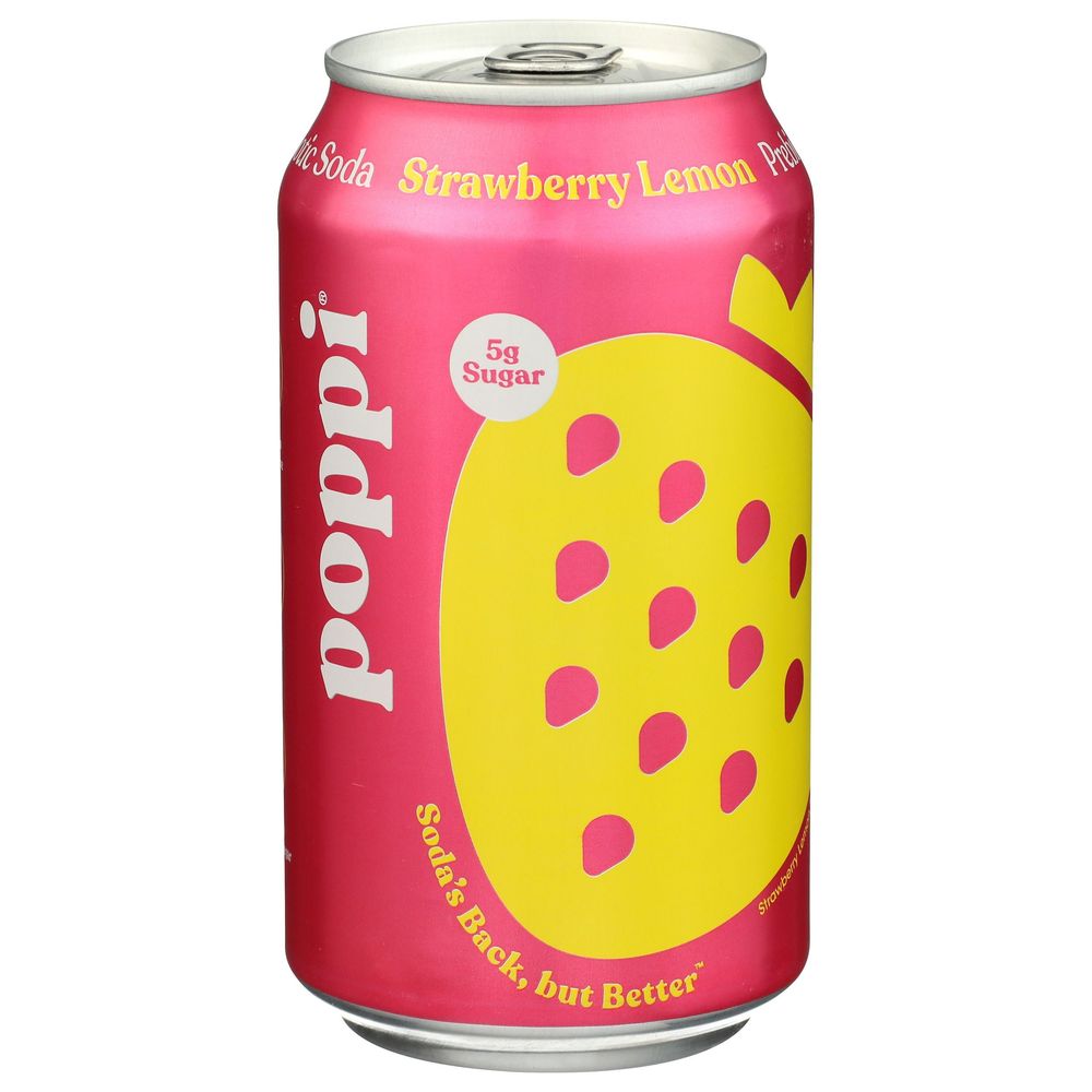 Poppi Strawberry Lemon Prebiotic Soda, 12 Fluid Ounce -- 12 per case