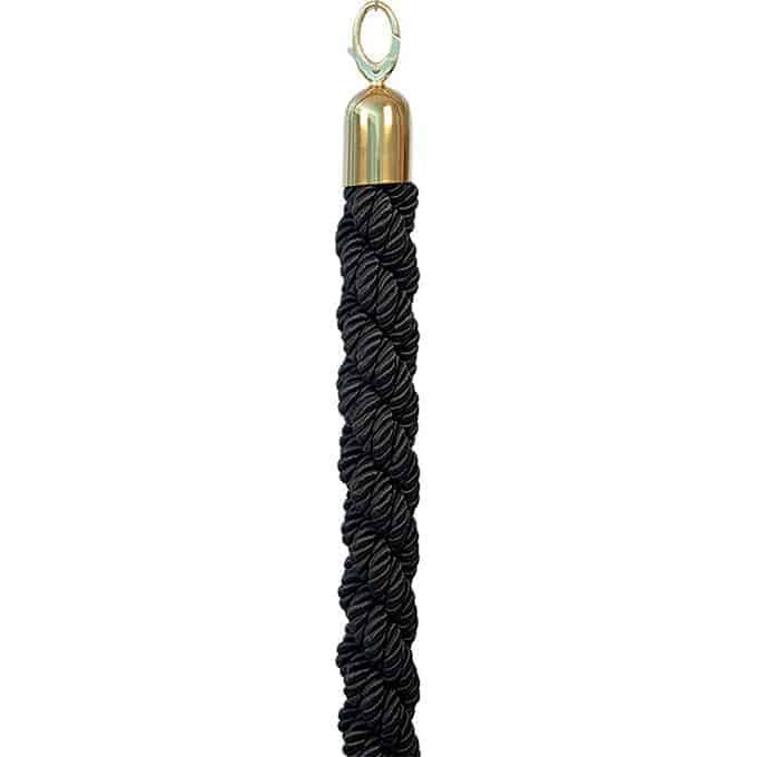American Metalcraft Nylon with Gold Ends Black Braided Barrier Rope, 2 ...