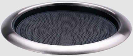 Service Ideas Brushed Stainless and Black Original Non Slip Round ...
