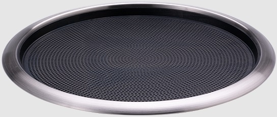 Service Ideas Brushed Stainless and Black Original Non Slip Round ...