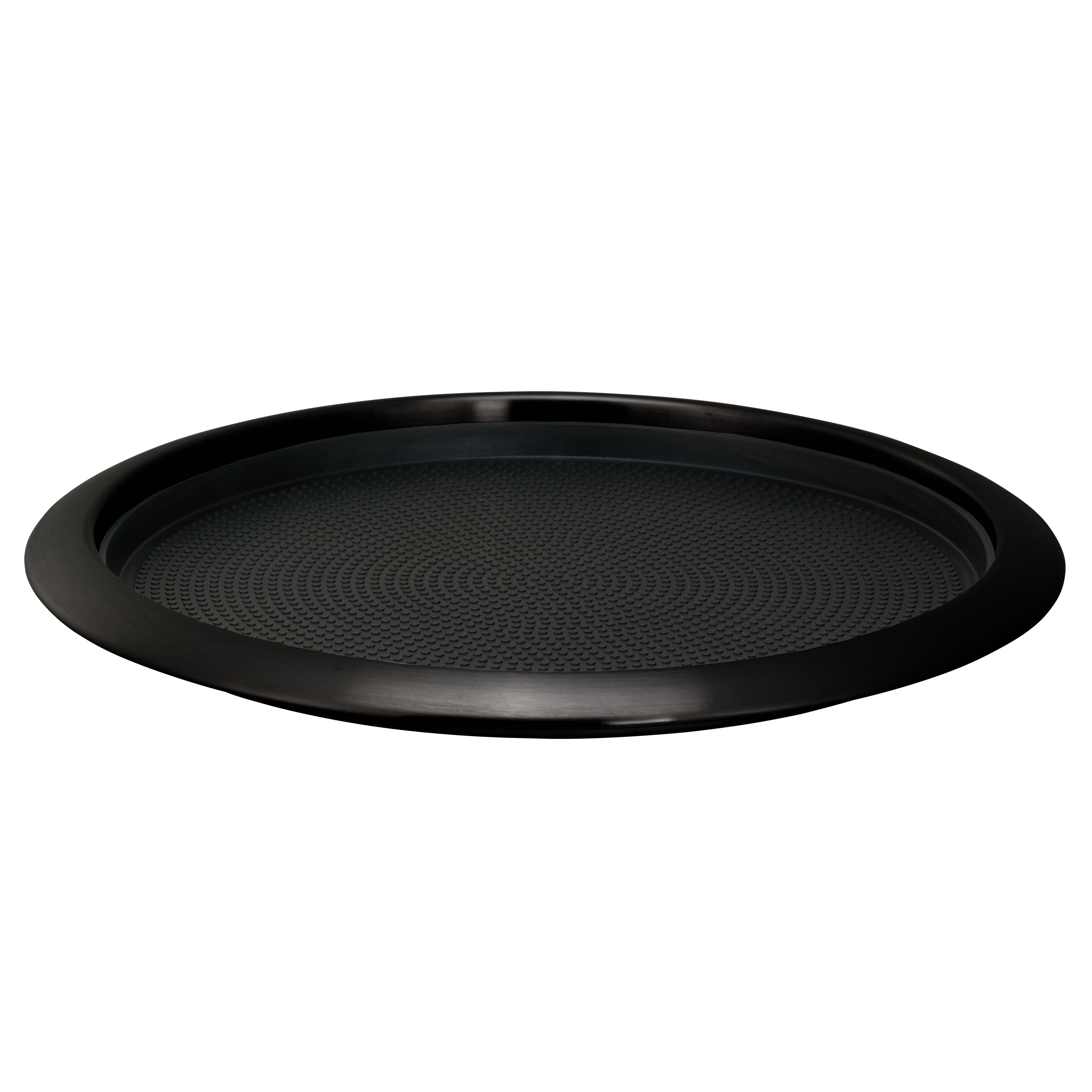 Service Ideas Black Onyx 12 inch Round Non-Slip Tray with Removable ...