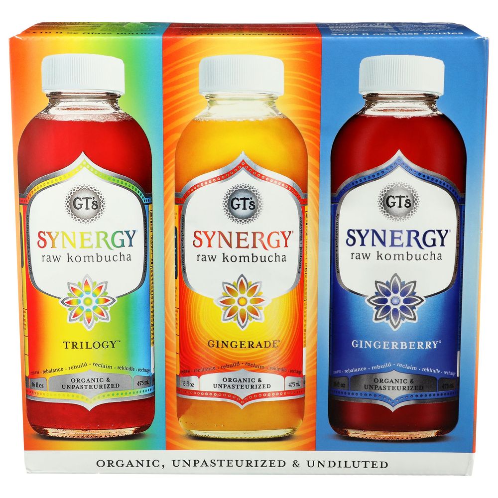 GTs Synergy Organic Raw Kombucha - Variety Pack, 16 Fluid Ounce -- 6 ...