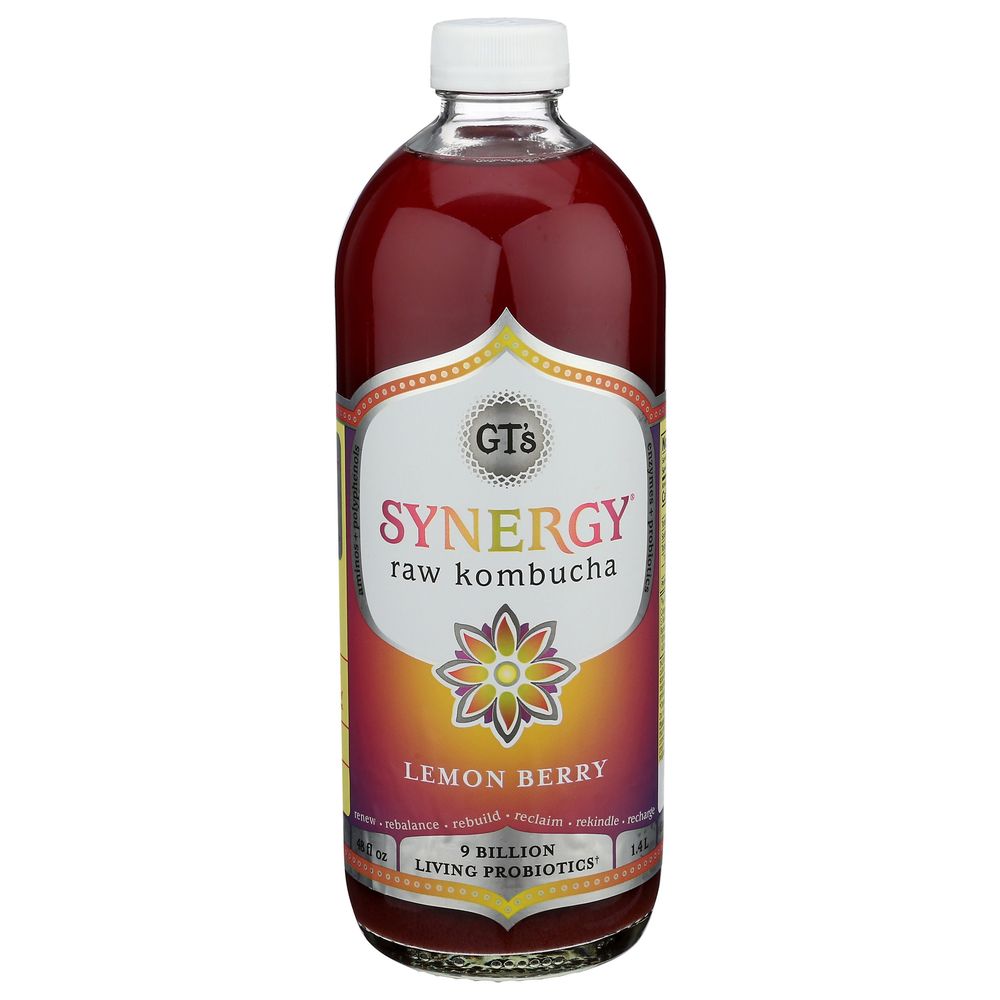 GTs Synergy Organic Lemon Berry Raw Kombucha, 48 Fluid Ounce -- 6 per case