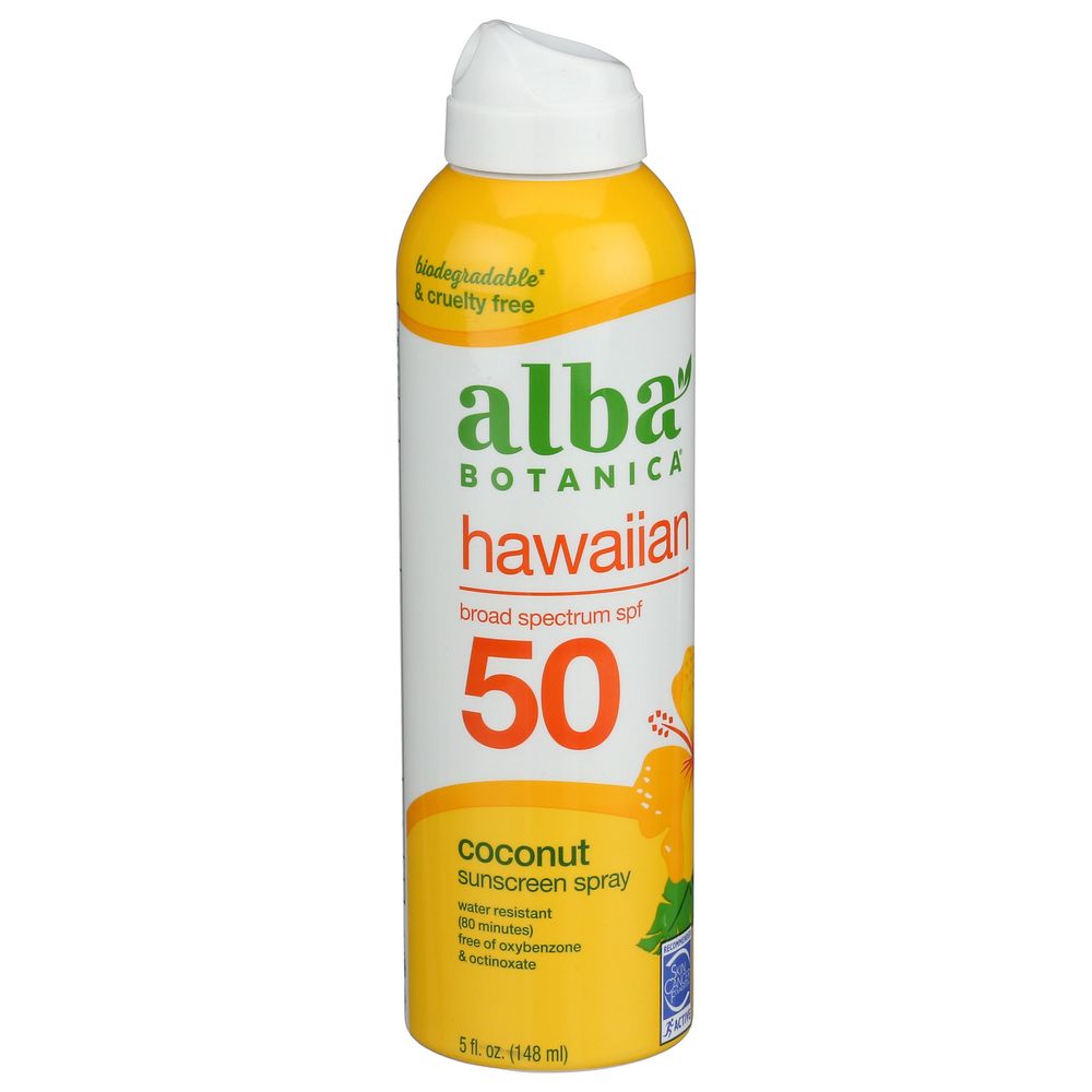 Alba Botanica Coconut SPF 50 Hawaiian Sunscreen Spray, 5 Fluid Ounce