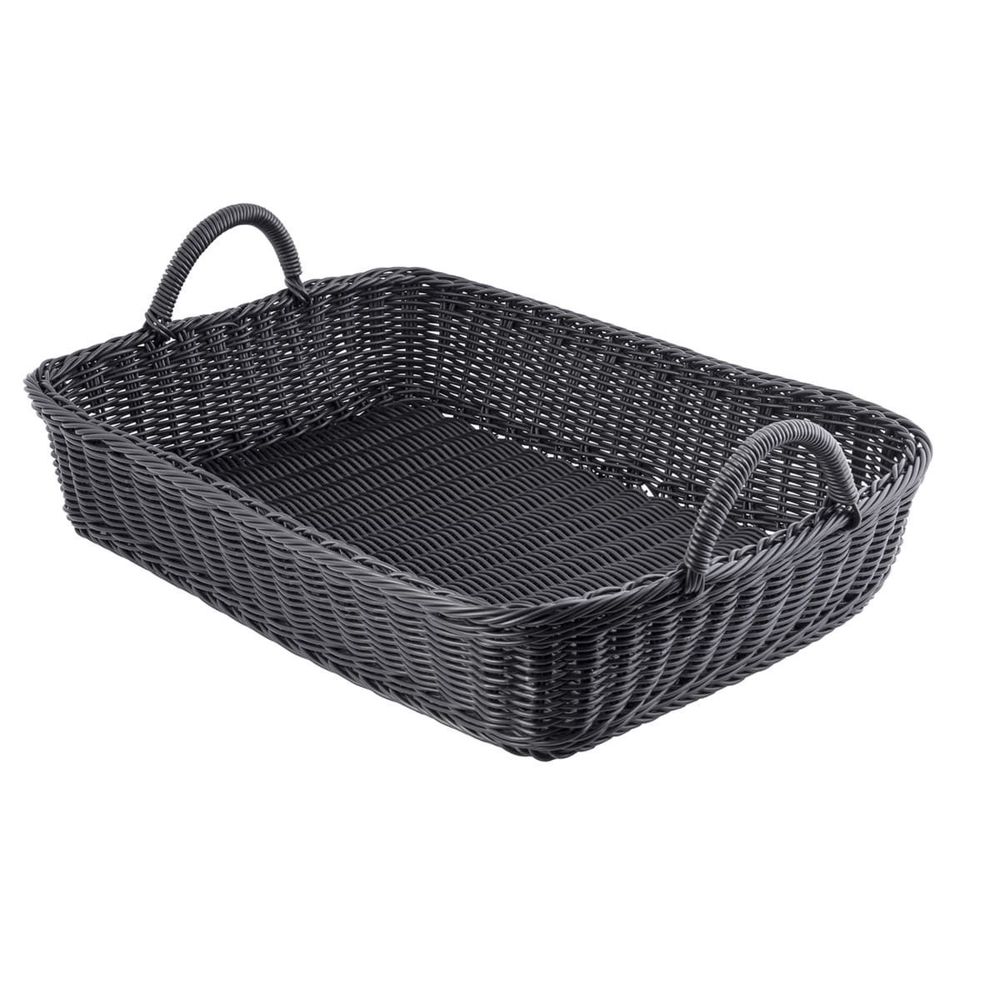 Tablecraft Ridal Collection Polypropylene Black Rectangular Handwoven Display Basket with Handle ...