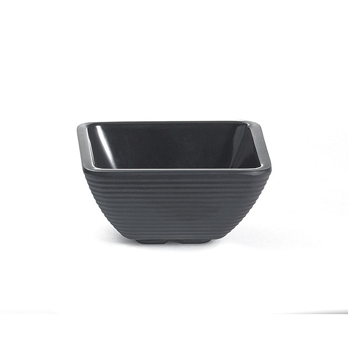 Tablecraft Melamine Black Square Ribbed Ramekin, 2 Ounce -- 12 per case.