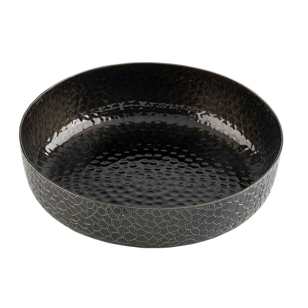 Tablecraft Crackle Collection Black Powder Coated Finish Round Platter ...