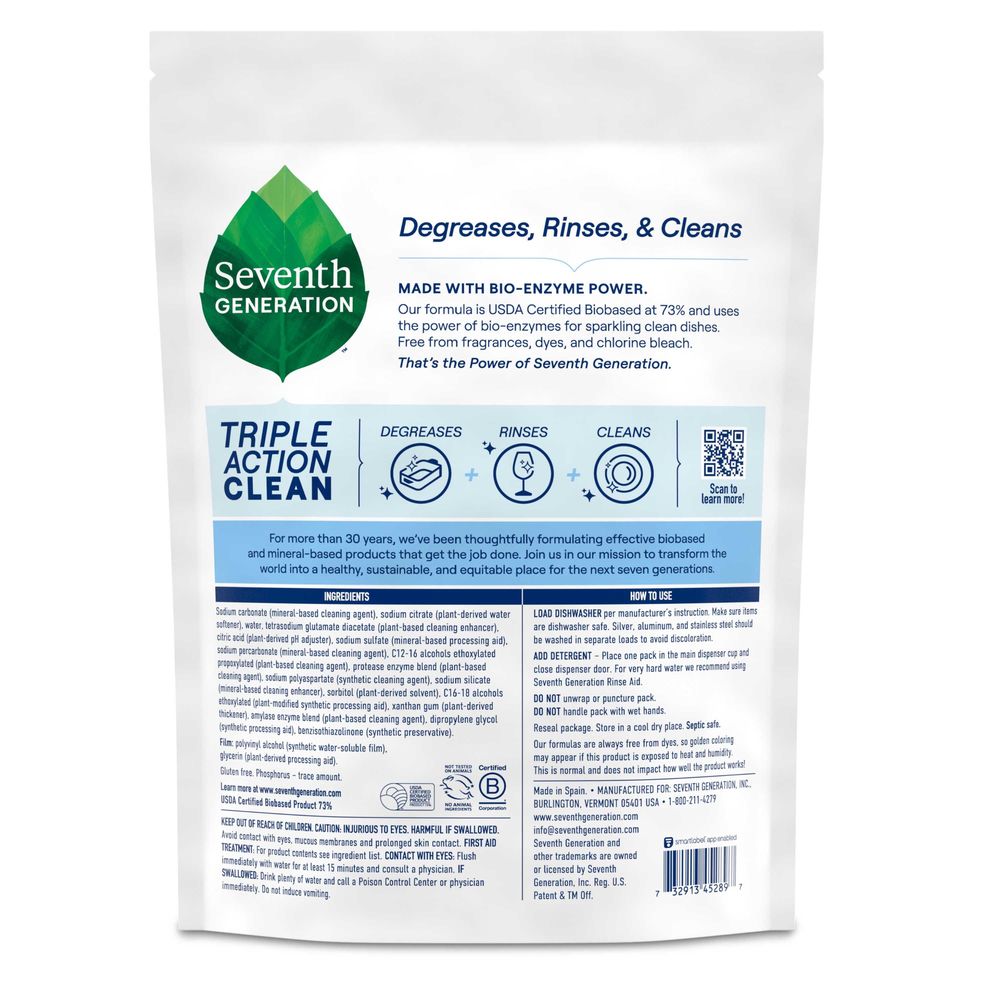 Seventh Generation Triple Action Clean Free and Clear Dishwasher ...