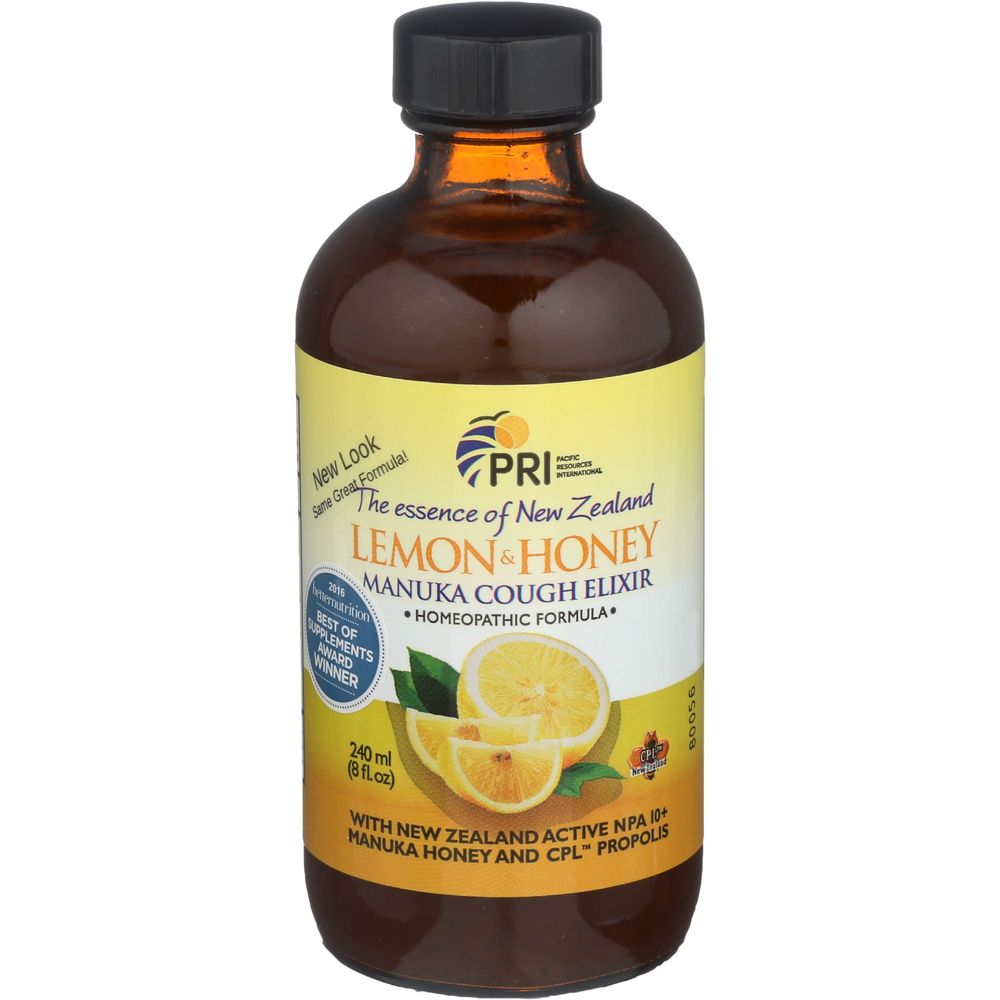 PRI Lemon Honey Manuka Cough Elixir, 8 Fluid Ounce