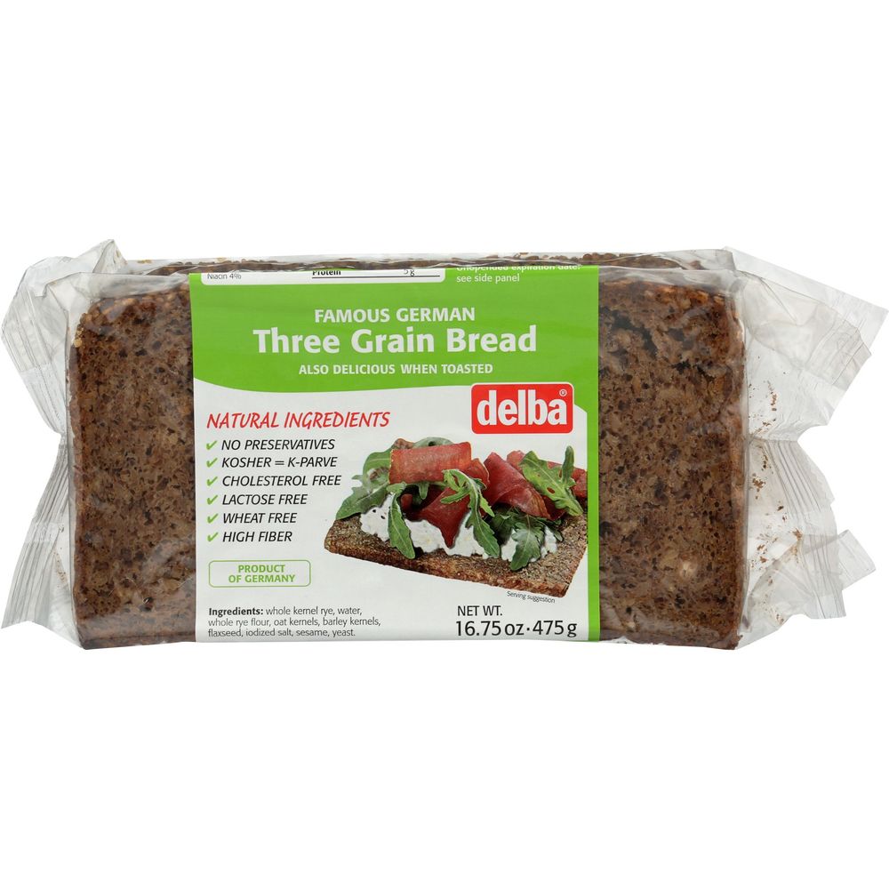 Delba 3 Grain Bread, 16.75 Ounce -- 12 per case