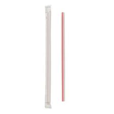 Cell-O-Core White Red Wrapped Jumbo Straws Case | FoodServiceDirect