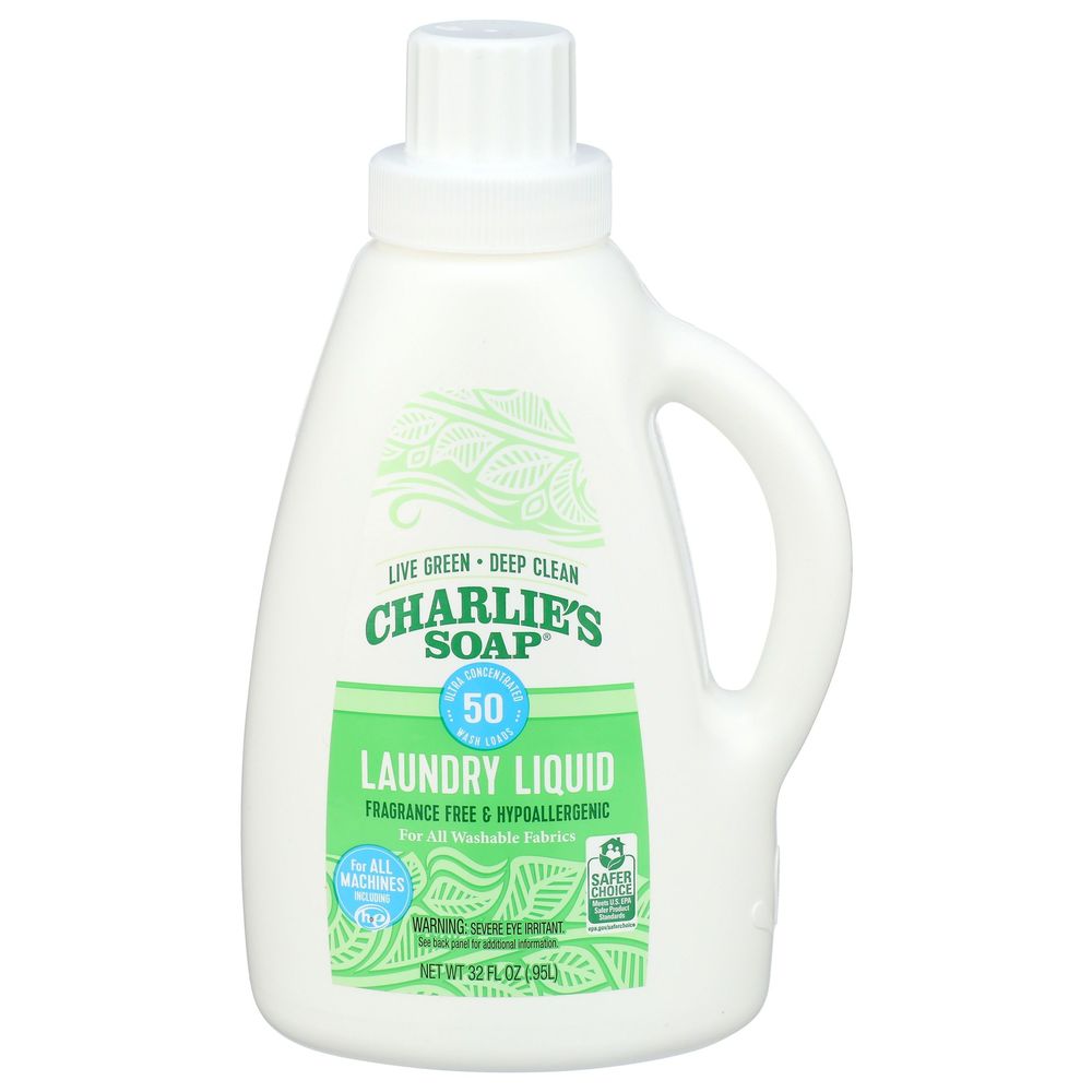 Charlies Soap Natural Liquid Laundry Detergent, 32 Fluid Ounce -- 6 per ...
