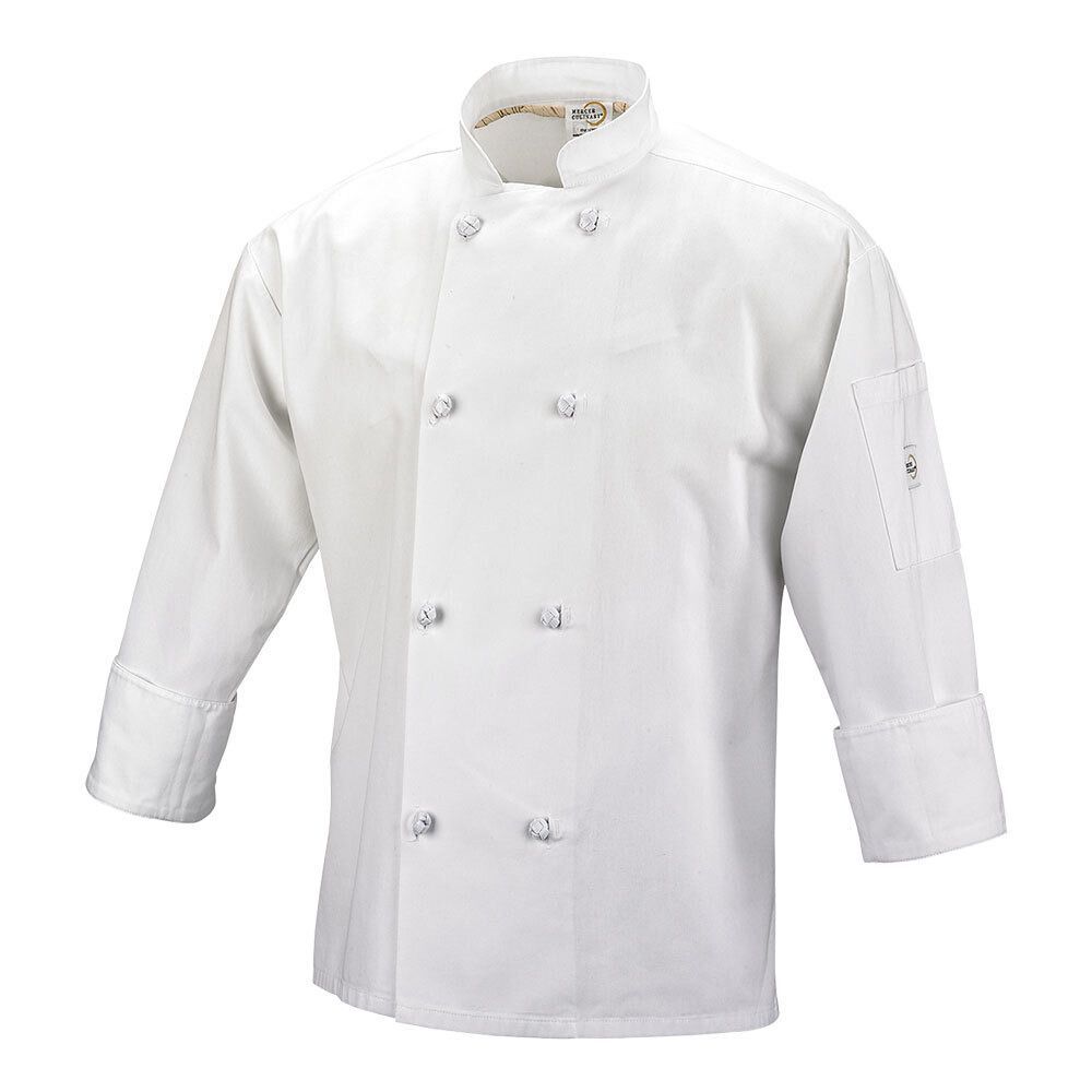 Mercer Culinary Millennia Medium White Unisex Cook Jacket with Cloth ...