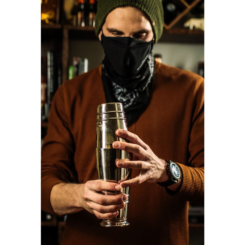 Barfly Stainless Steel 18 and 28 Ounce Cocktail Tin with Embossed Ribs Set