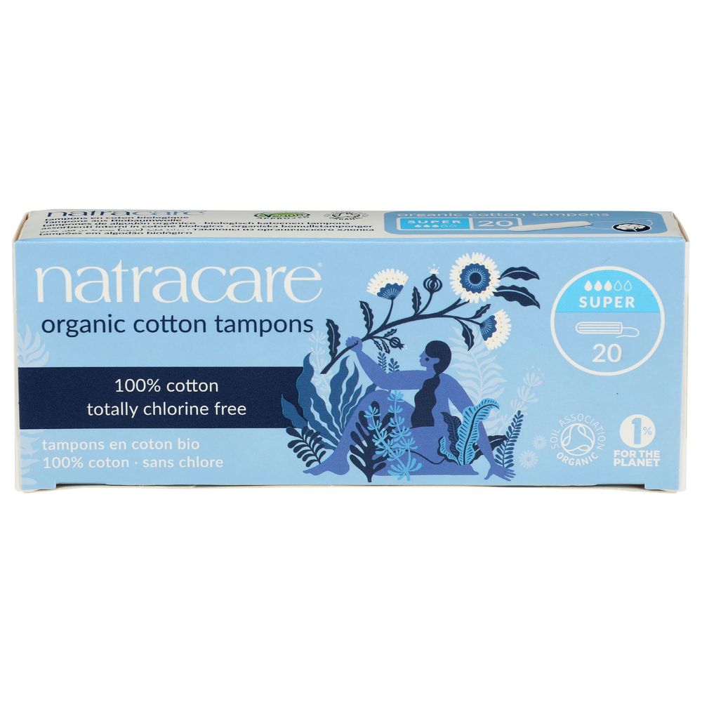 Natracare Super Non-Applicator Organic Cotton Tampon, 20 count ...