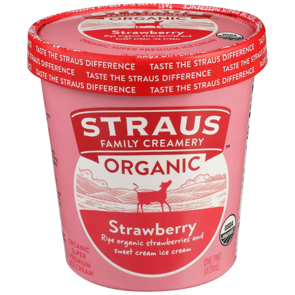 Straus Family Creamery, Super Premium Organic Ice Cream Strawberry -- 8 ...