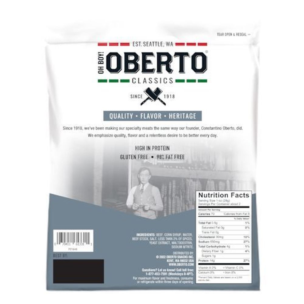 Oberto Thin Style Peppered Beef Jerky, 2.2 Ounce -- 8 per case