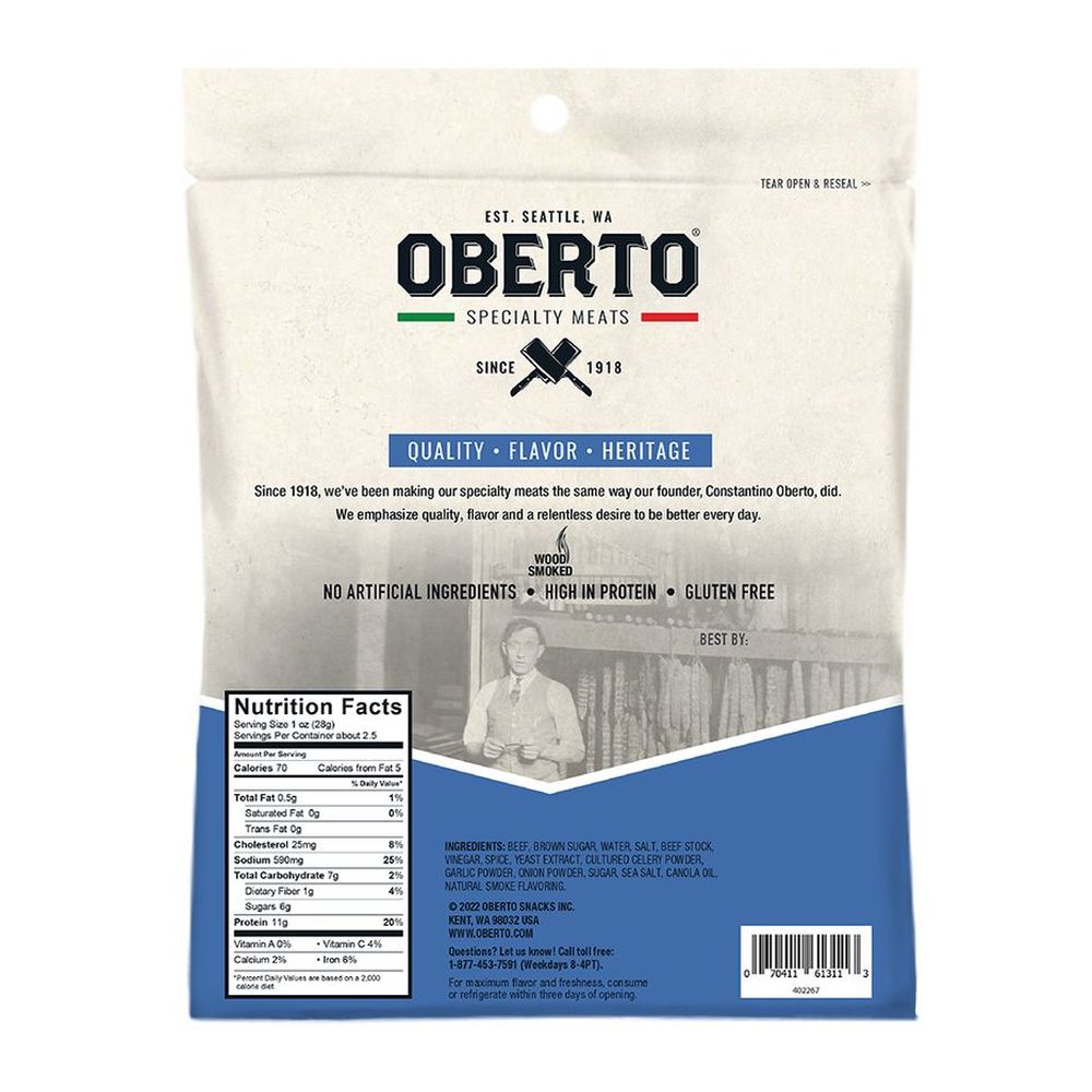 Oberto Peppered Beef Jerky, Clip Strip, 12 count