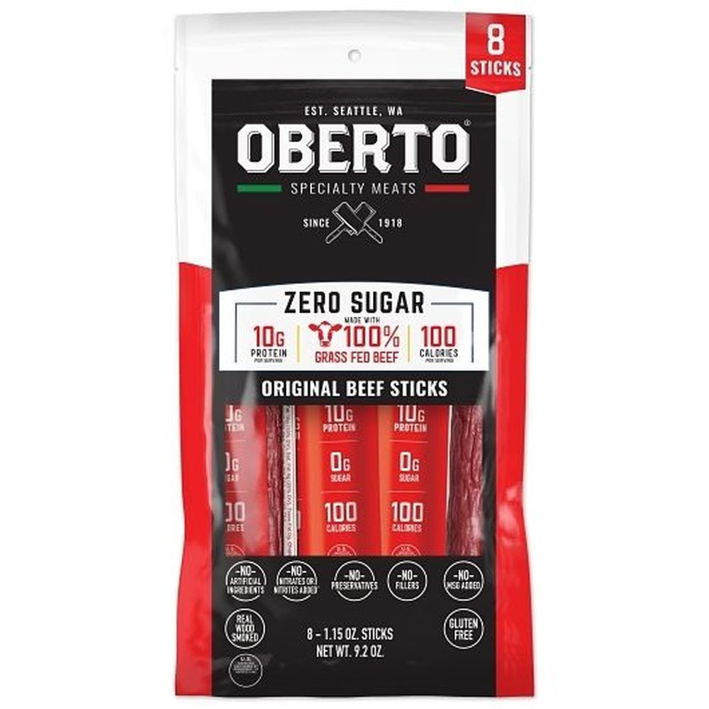 Oberto Zero Sugar Grass Fed Original Beef Sticks, 1.15 Ounce -- 108 per ...